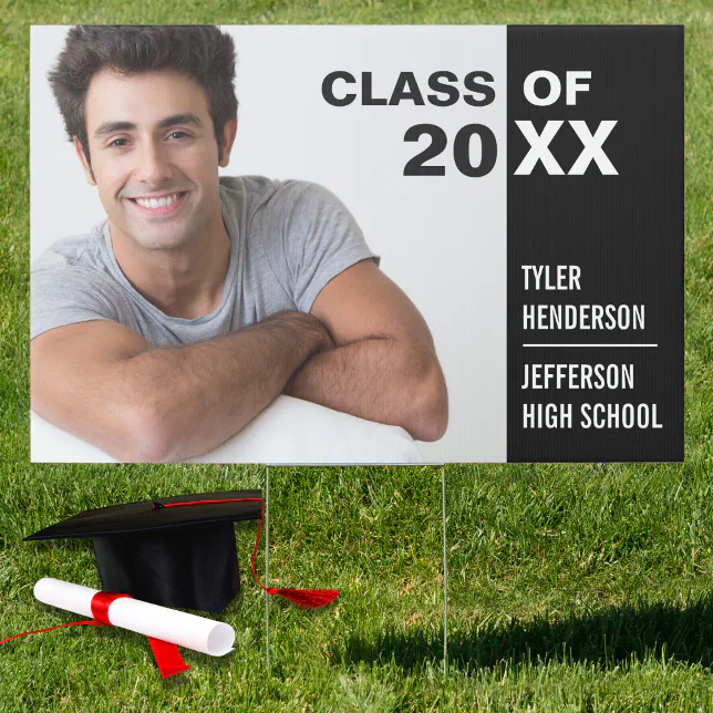 Graduation Photo Class of 20XX School Grad Name Sign | Zazzle