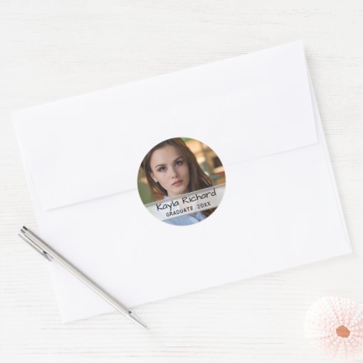 Graduation Photo Classic Round Sticker | Zazzle