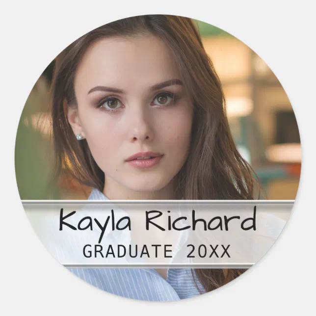 Graduation Photo Classic Round Sticker | Zazzle