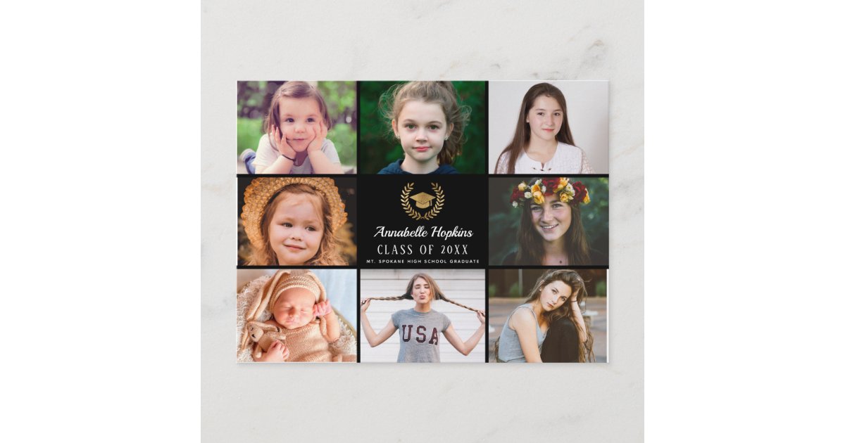 Graduation Photo collage Announcement Postcard | Zazzle