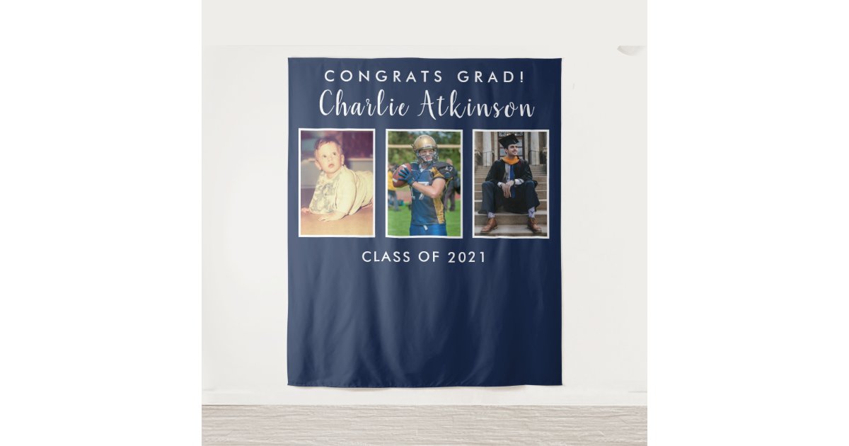 Graduation photo collage backdrop banner | Zazzle