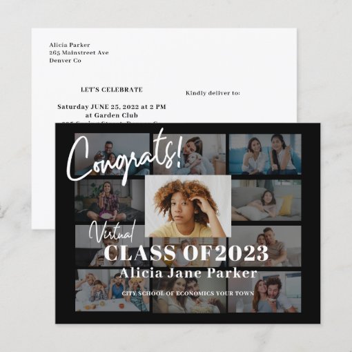 Graduation photo collage class of 2022 invitation | Zazzle