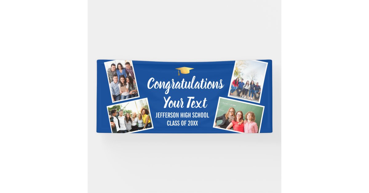 Graduation Photo Collage Congrats Senior Any Color Banner | Zazzle