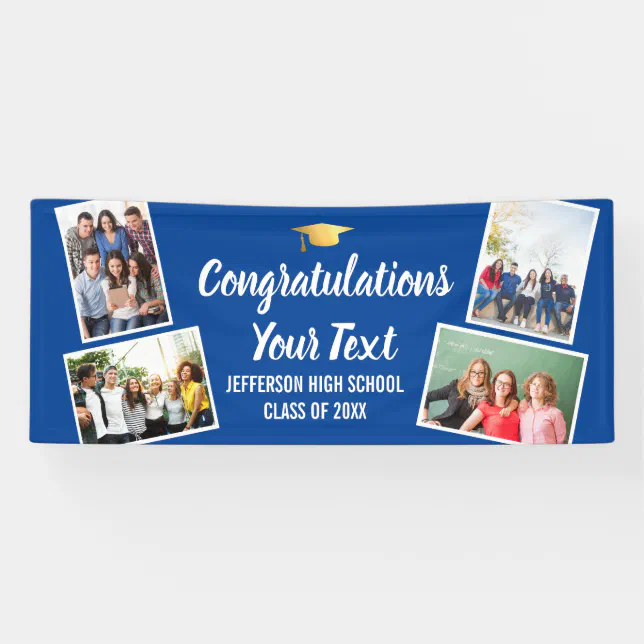 Graduation Photo Collage Congrats Senior Any Color Banner | Zazzle