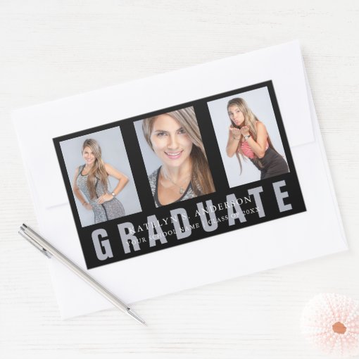 Graduation Photo Collage Custom Rectangular Sticke Rectangular Sticker ...