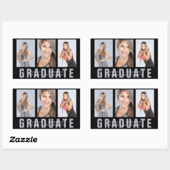 Graduation Photo Collage Custom Rectangular Sticker | Zazzle