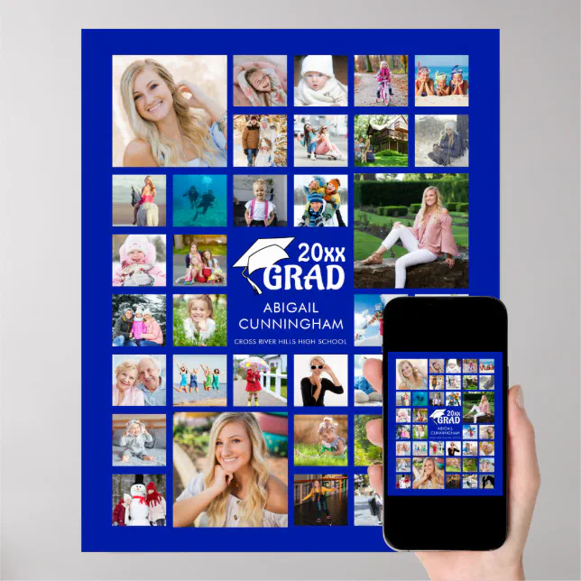 Graduation Photo Collage GRAD Commemorative Poster | Zazzle