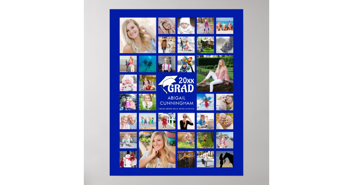 Graduation Photo Collage GRAD Commemorative Poster | Zazzle