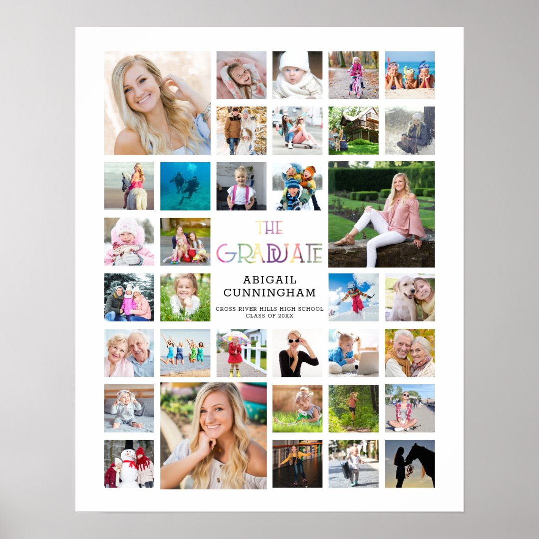 Graduation Photo Collage THE GRADUATE Keepsake Poster | Zazzle