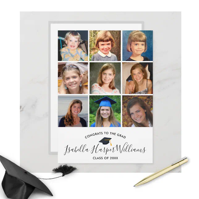 Graduation Photo Collage Thru the Years Grad Party Invitation | Zazzle
