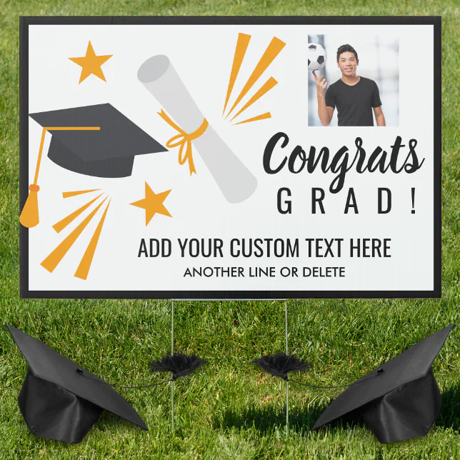 Graduation Photo Congrats Grad Cap Custom Yard Sign | Zazzle