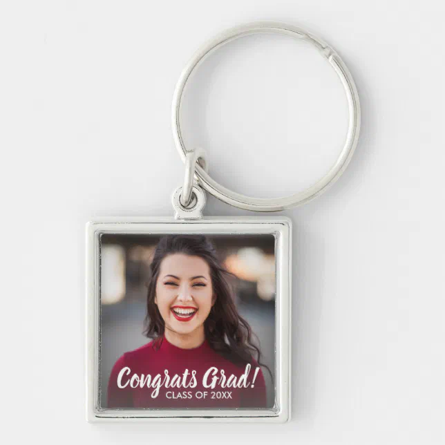 Graduation Photo Congrats Grad Class 20XX Custom Keychain | Zazzle