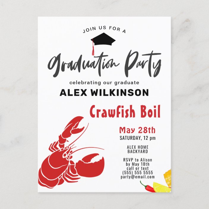 Graduation Photo Crawfish Boil Party Invitation Postcard | Zazzle.com