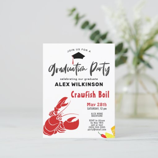 Graduation Photo Crawfish Boil Party Invitation Postcard | Zazzle