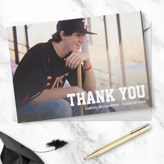 Graduation Photo Custom Thank You Note Backside | Zazzle