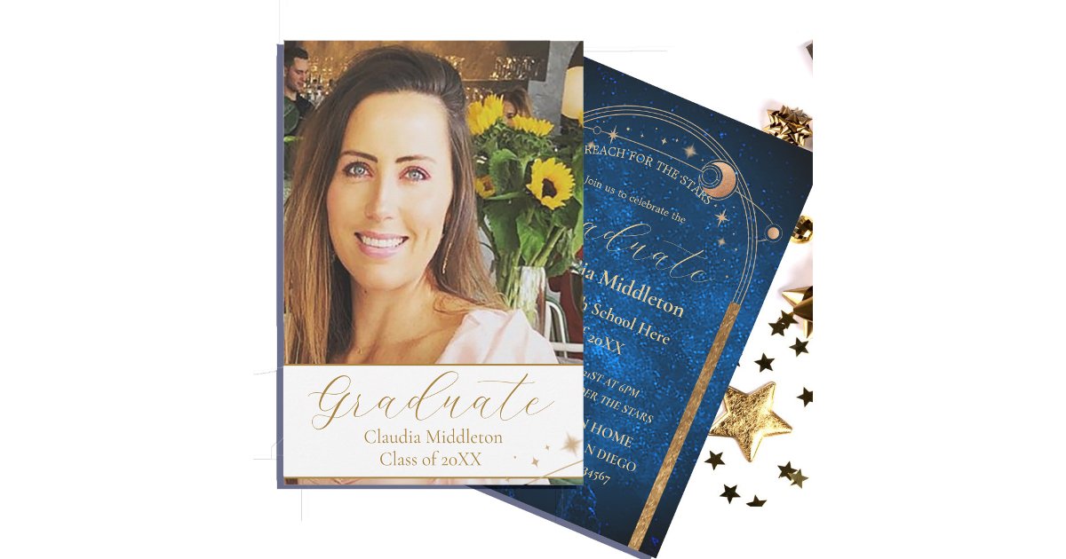 Graduation Photo Evening Stars Party Invitation | Zazzle