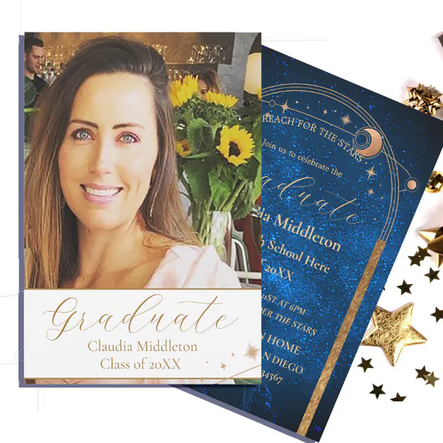 Graduation Photo Evening Stars Party Invitation | Zazzle
