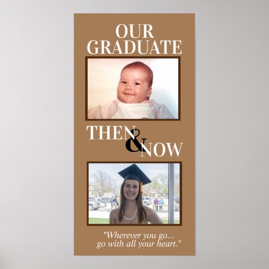 Graduation Photo Frame Then Now Pictures Poster | Zazzle.com