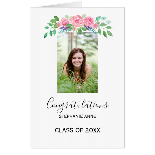 Graduation Photo Girly Floral Oversized Card | Zazzle.com