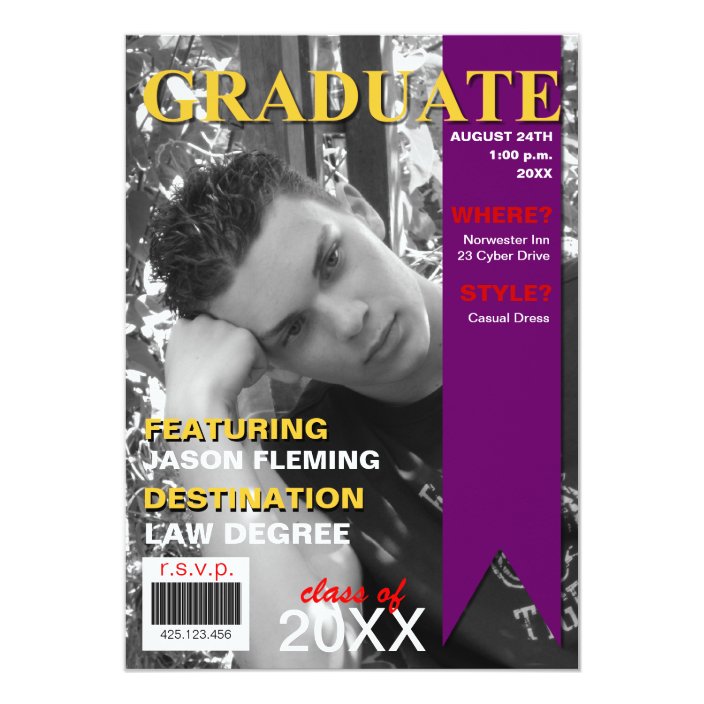 Graduation Photo Magazine Cover Invitation | Zazzle.com