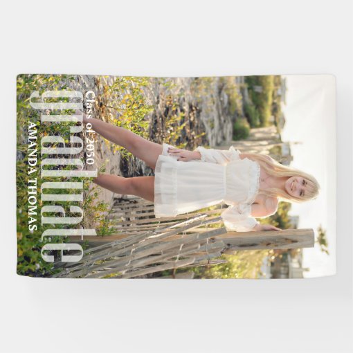 Graduation Photo Minimalist Simple Script Modern Banner | Zazzle