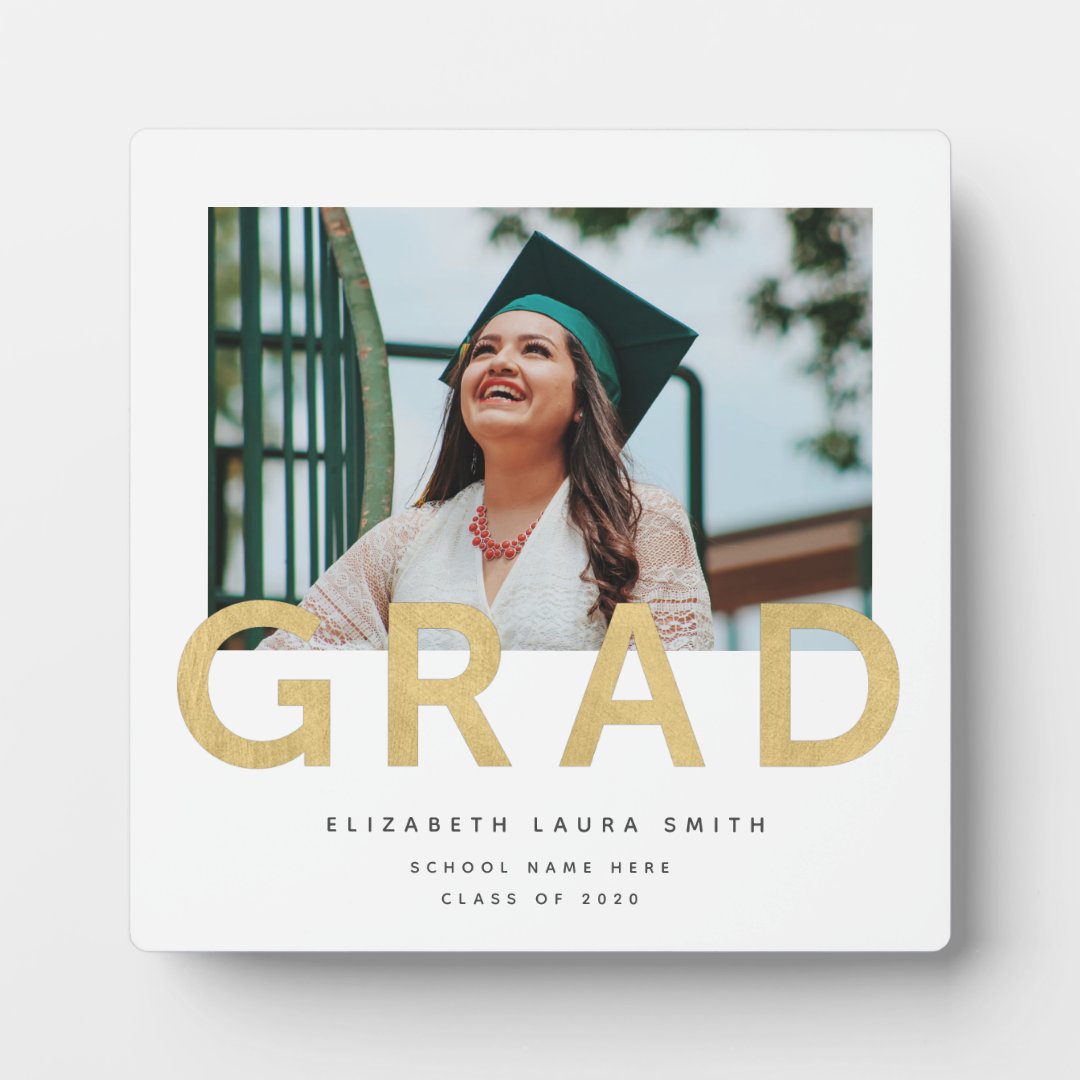 Graduation Photo Modern Gold Personalized Keepsake Plaque | Zazzle
