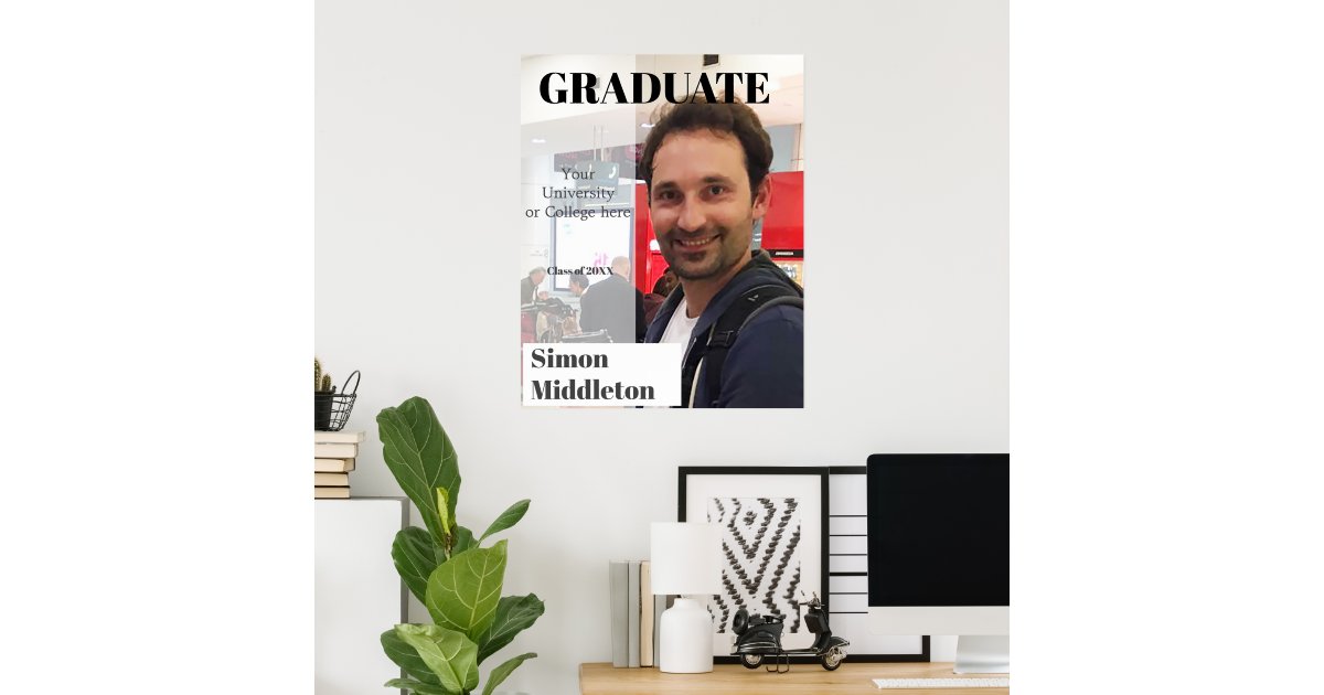 Graduation Photo Modern Graduate Black Headline Poster | Zazzle