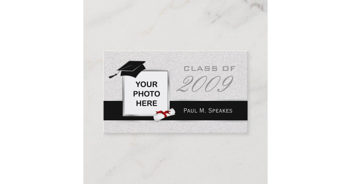 Graduation Photo Name Card - Gray and Black | Zazzle