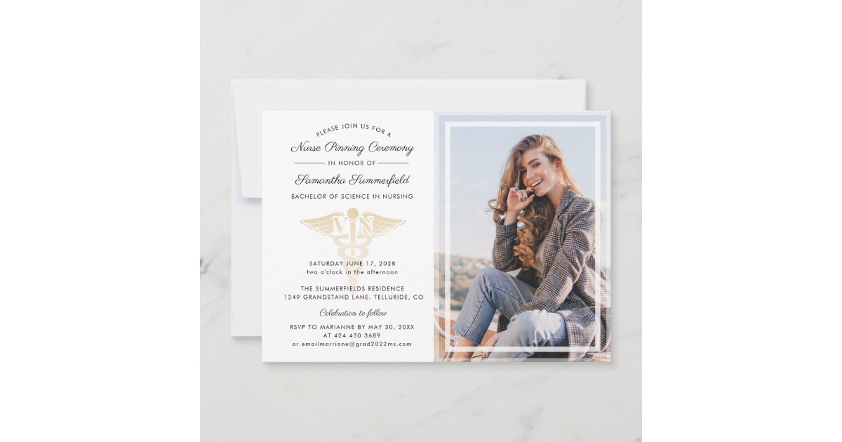 Graduation Photo Nurse Pinning Ceremony Invitation | Zazzle