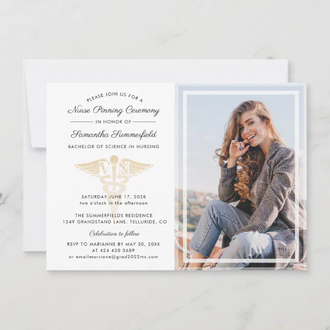 Graduation Photo Nurse Pinning Ceremony Invitation | Zazzle