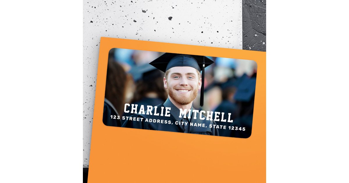 Graduation photo return address label | Zazzle