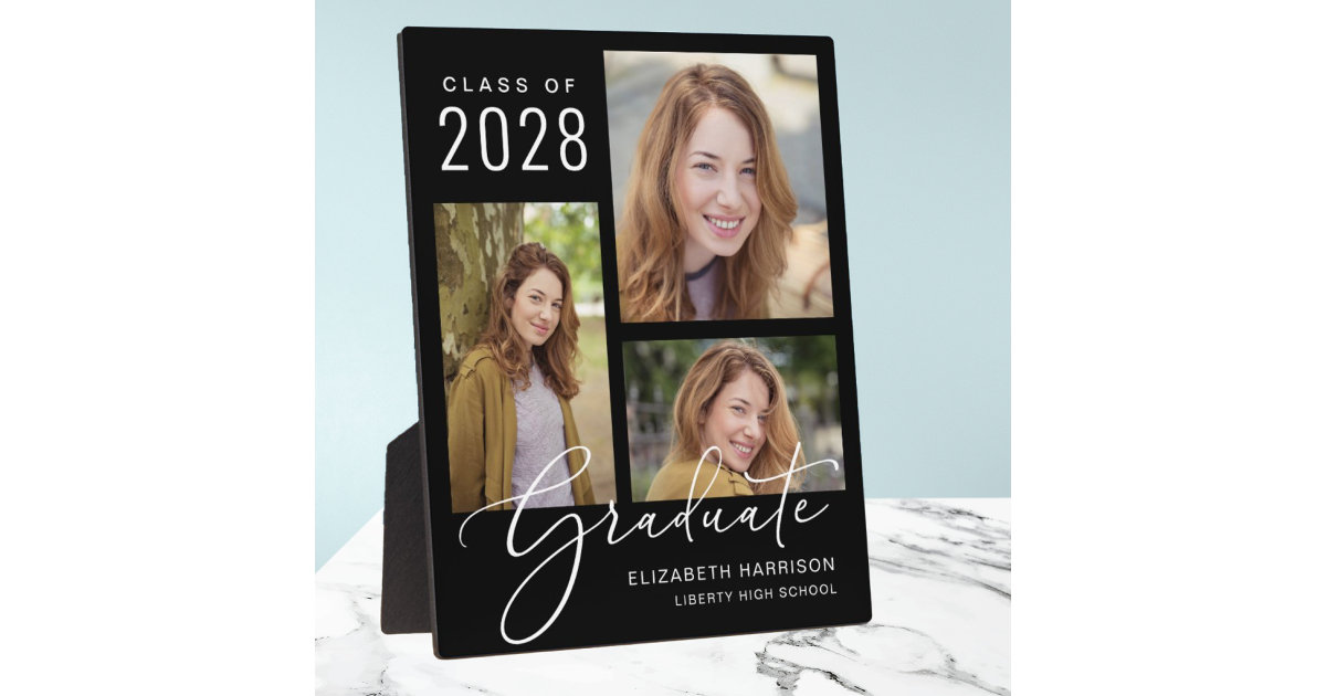 Graduation Photo Script Black Plaque | Zazzle