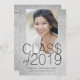 Graduation Photo Sparkling Silver Stacked Text Announcement | Zazzle