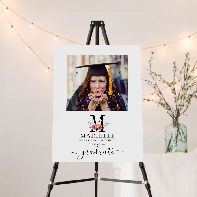 Graduation Photo With Grad Monogram Logo Foam Board | Zazzle