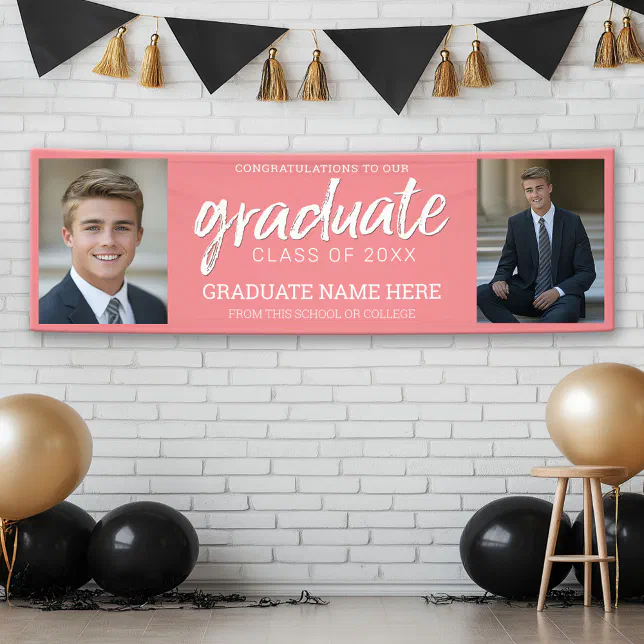 Graduation Photos - Class of Year - Coral Virtual Banner | Zazzle