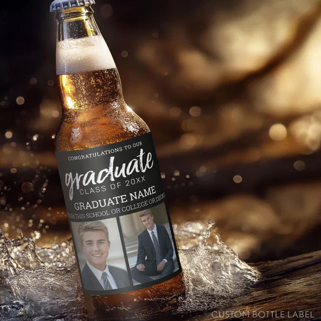 Graduation Photos Graduate - Photos - Black Beer Bottle Label | Zazzle