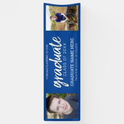 Graduation Photos Graduate with Royal Blue Virtual Banner | Zazzle