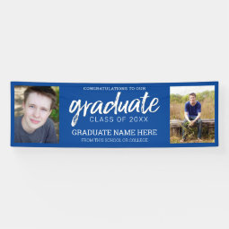 Graduation Photos Graduate with Royal Blue Virtual Banner | Zazzle