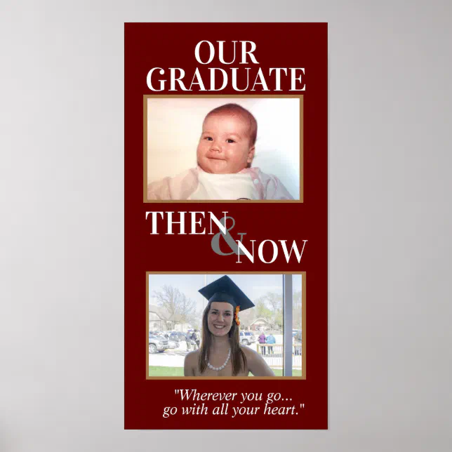 Graduation Picture Frames, Then Now Pictures Poster | Zazzle