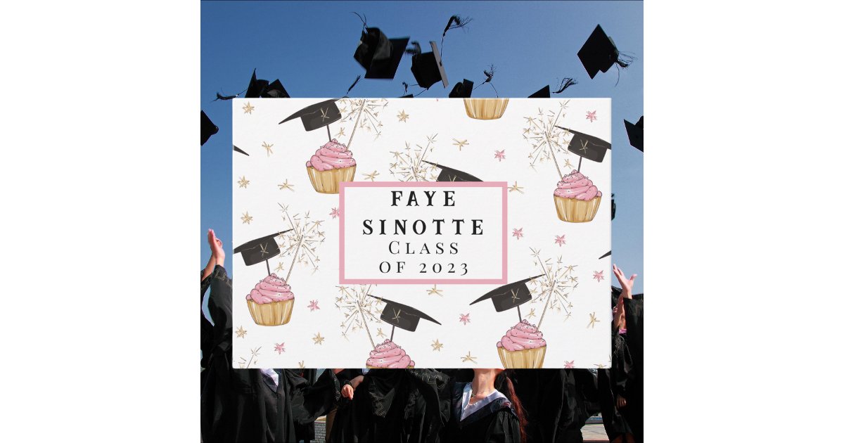 Graduation Pink Cupcake Personalized Note Card | Zazzle