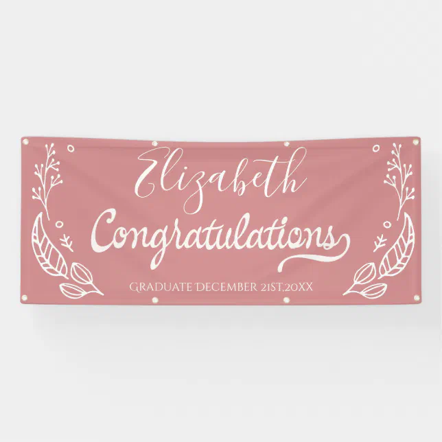 Graduation Pink Elegant Chic Congratulations Banner | Zazzle