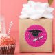 Graduation Pink Polka Dots Hat, Diploma Classic Round Sticker | Zazzle