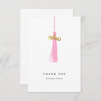 Graduation Pink Tassel Custom Thank You Card | Zazzle