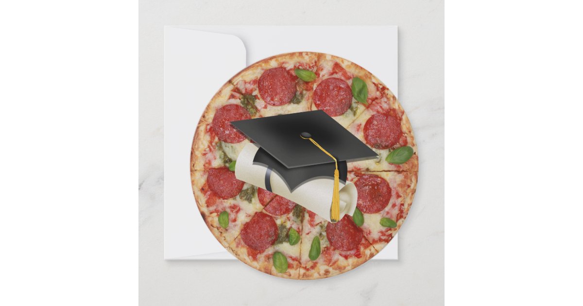 Graduation Pizza Party Round Invitation | Zazzle