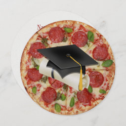 Graduation Pizza Party Round Invitation | Zazzle