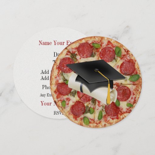 Graduation Pizza Party Round Invitation | Zazzle
