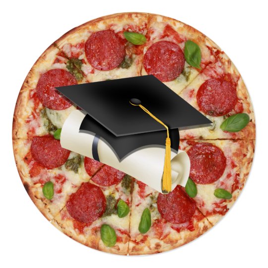 Graduation Pizza Party Round Invitation | Zazzle.com