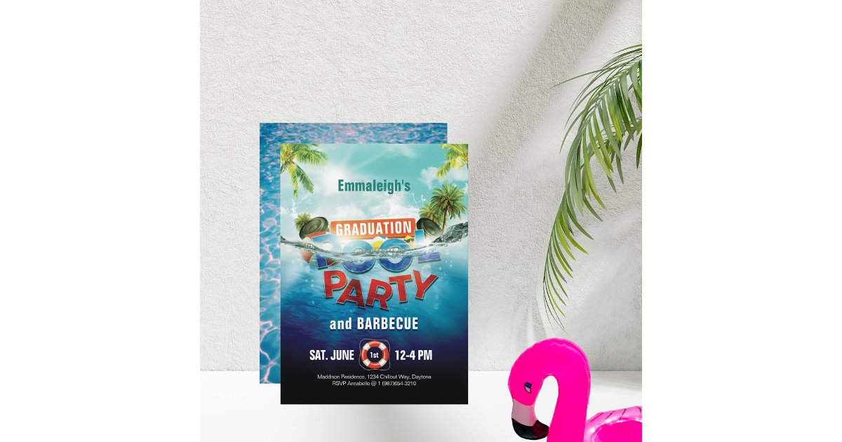 Graduation Pool Party Barbecue Photo Invitation | Zazzle
