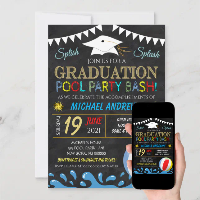 Graduation Pool Party Invitation | Zazzle
