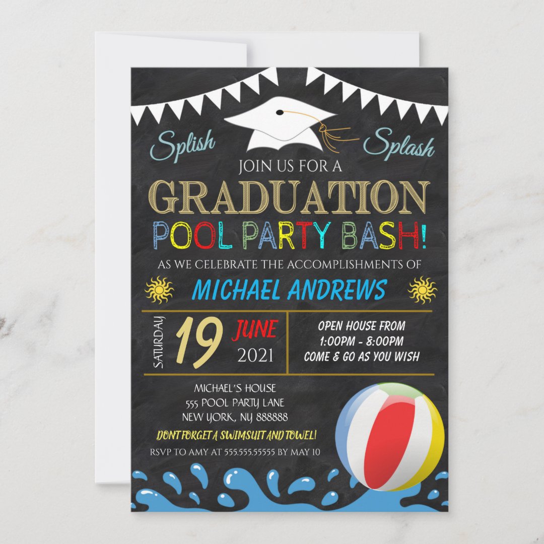 Graduation Pool Party Invitation | Zazzle
